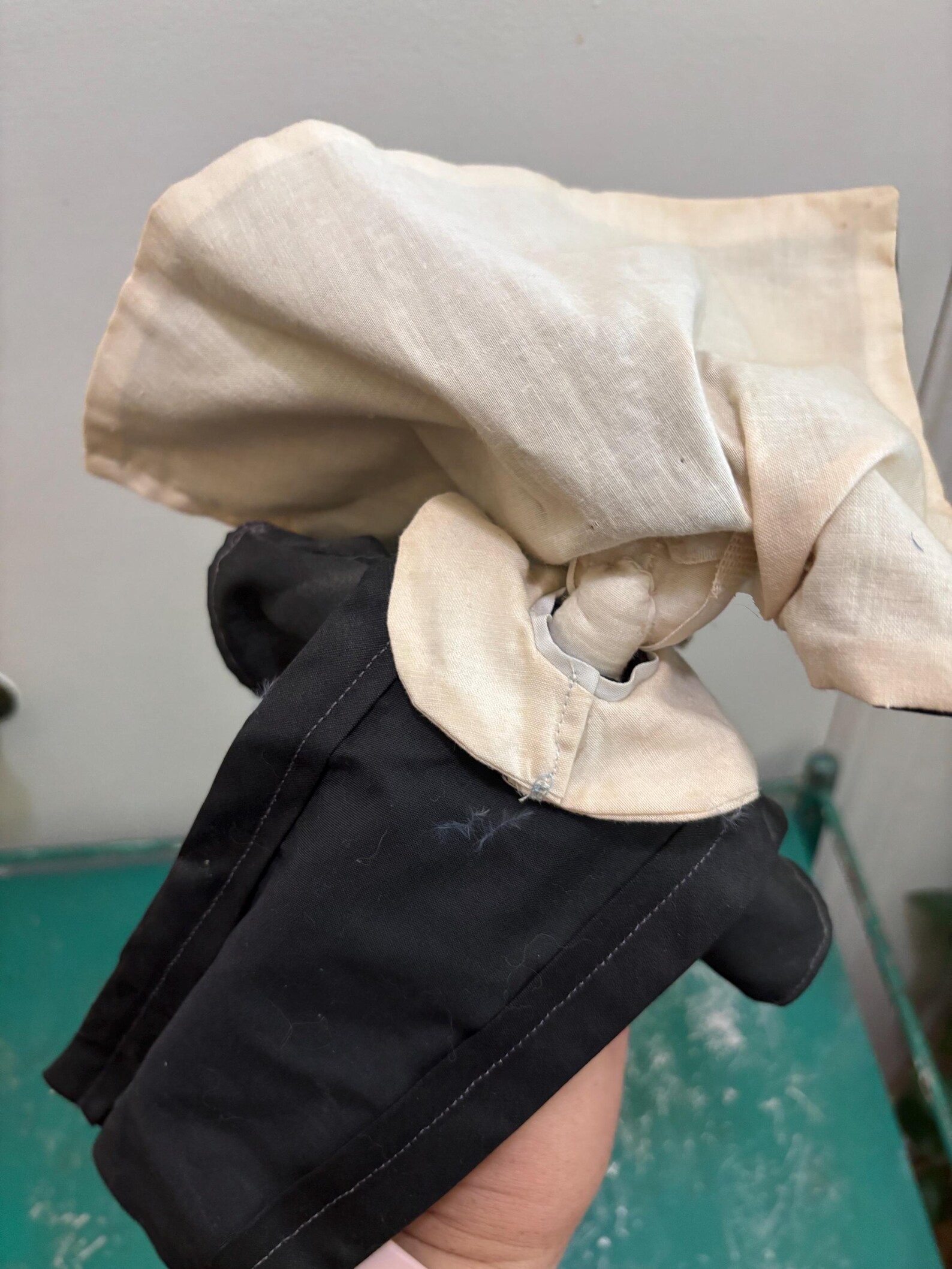Handmade Composite Nun Cloth Wrapped Wire 14in Tall Black and White ...