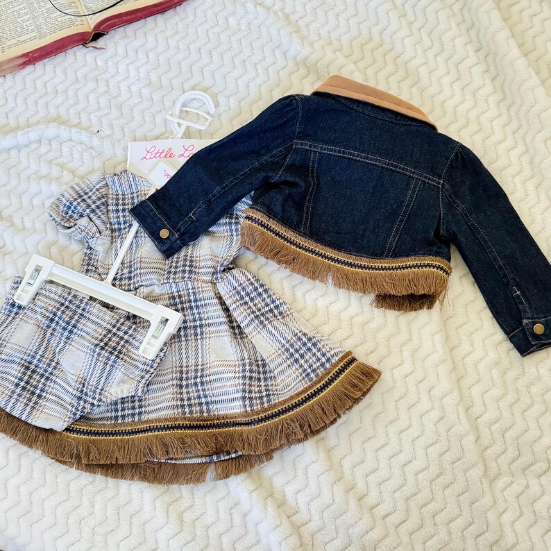 Baby Girl Hebrew Israelite Dress & Jean Jacket 3pc Outfit With Fringes ...
