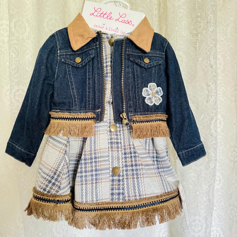 Baby Girl Hebrew Israelite Dress & Jean Jacket 3pc Outfit With Fringes ...