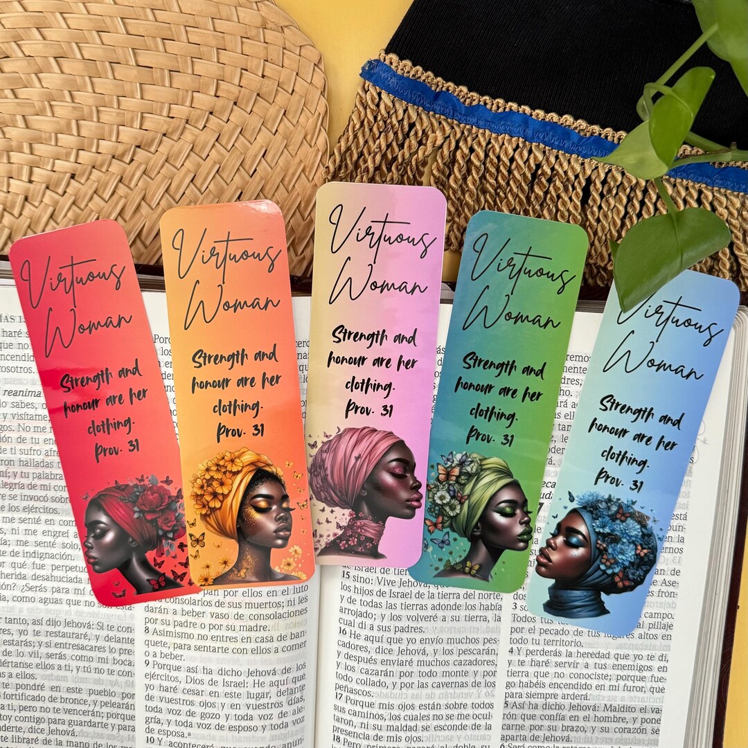 Bible Bookmark, Scripture Verse-virtuous Woman, Prov. 31, Head Wrap/covered Ladies/girl, Flowers ...