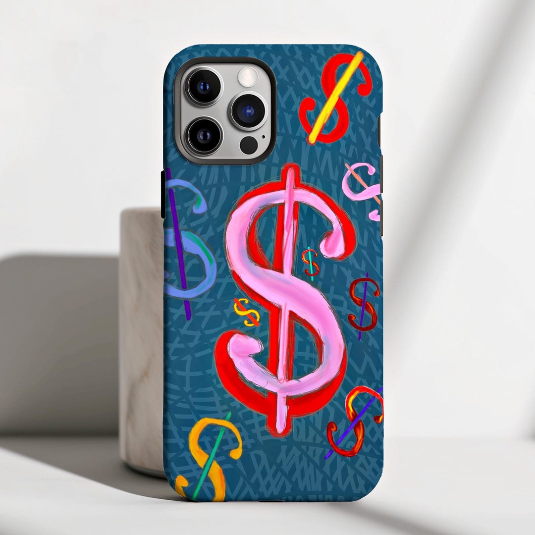 Colorful Art Dollar Sign Phone Case for iPhone 13 14 15 16 iPhone 17 ...