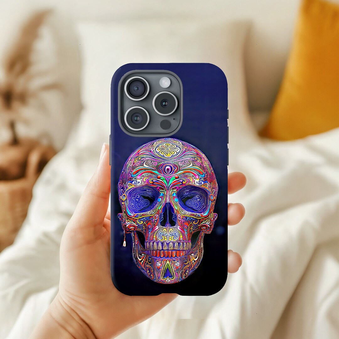Colorful Skull Magsafe Phone Cases for iPhone Gothic Art Design Cell ...