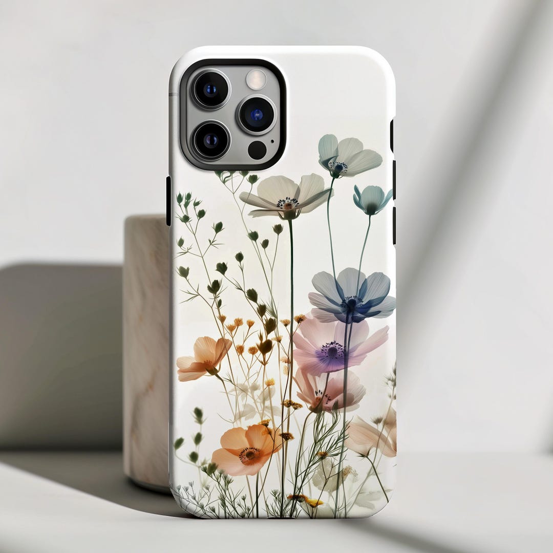 Transparent Muted Wildflower Phone Case for iPhone 13 14 15 16, Plus ...