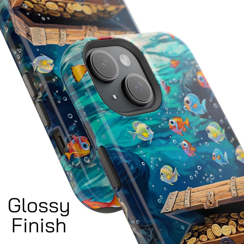 Cartoon Treasure Chest Fish Phone Case for iPhone 13 14 15, Plus Pro ...