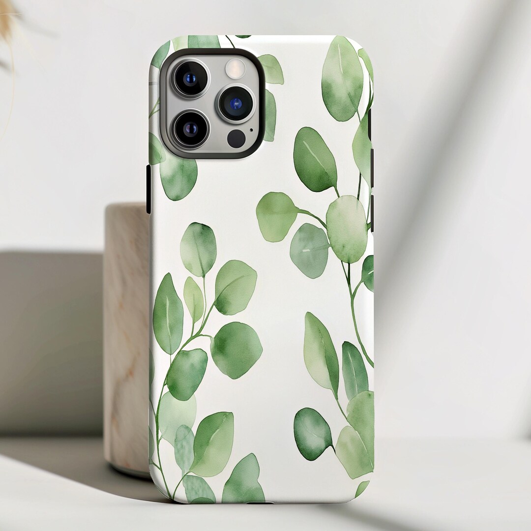 Watercolor Sage Green Eucalyptus Leaf Phone Case for iPhone 13 14 15 ...