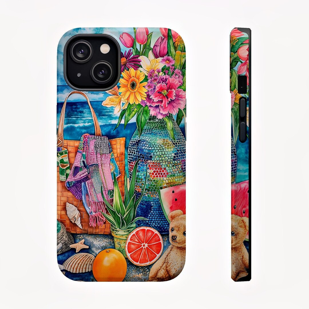 Summer Beach Fun Watercolor Magsafe Tough Phone Case for iPhone ...