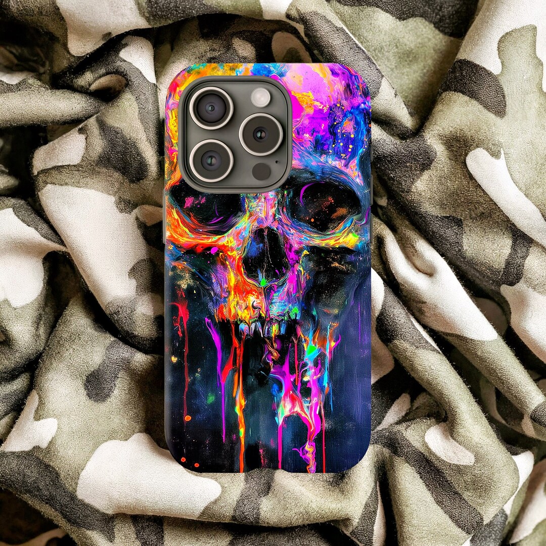 Painted Scary Skull Magsafe Phone Case for iPhone Wireless Charging ...