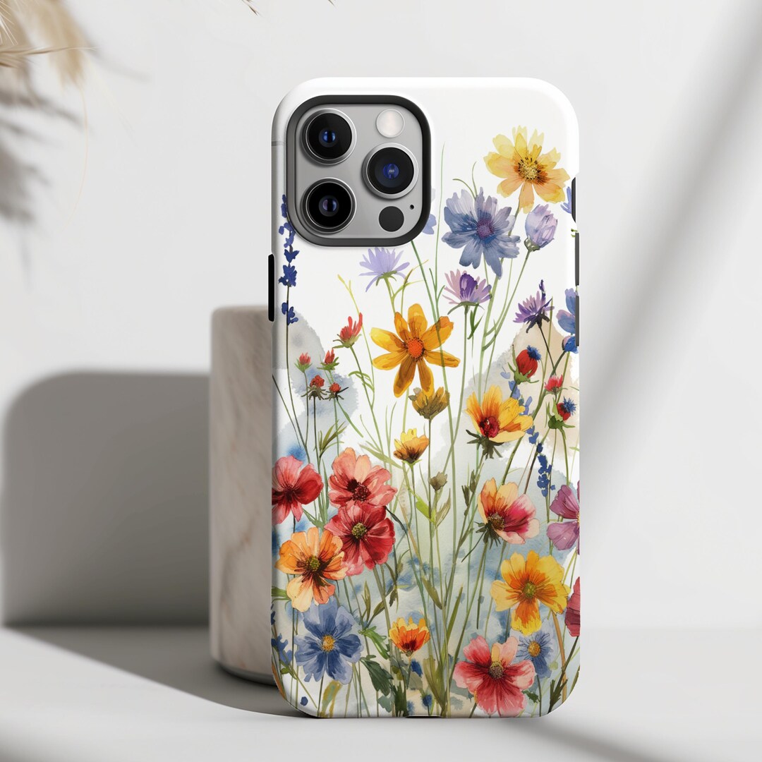 Colorful Painted Wildflower Magsafe Case Watercolor Flowers Cell Phone ...