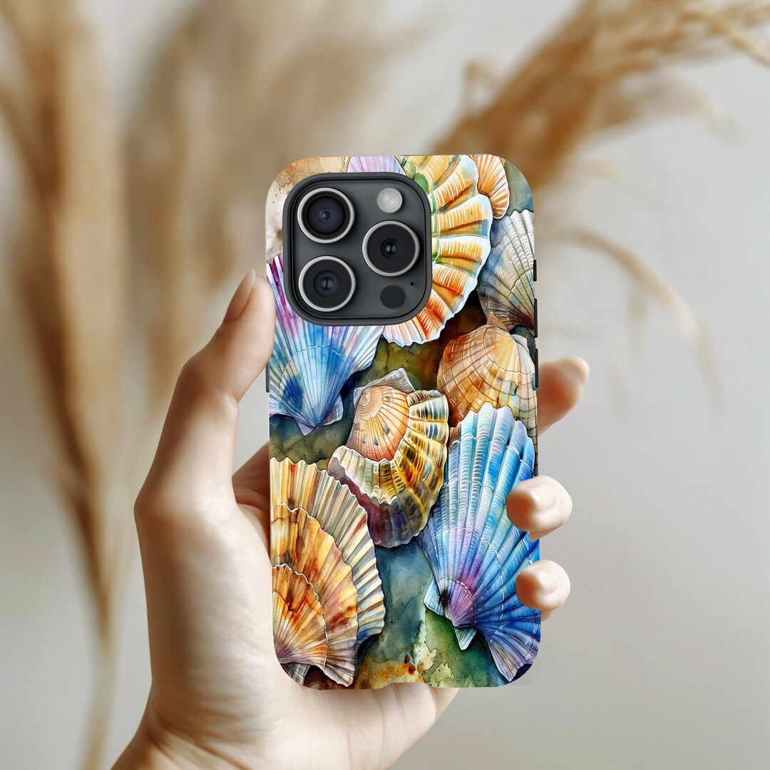 Colorful Seashell Beach Scene Magsafe Tough Case for iPhone Scuff Drop ...