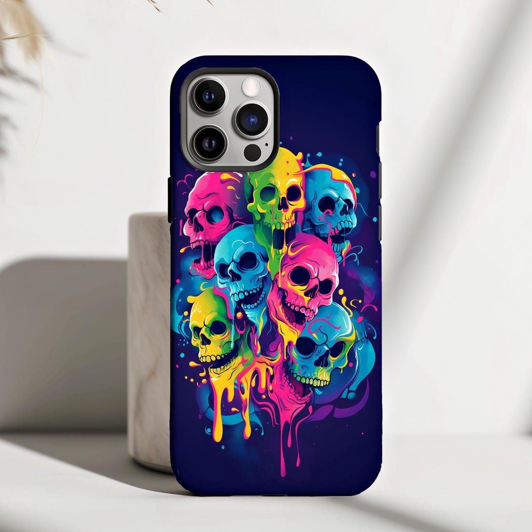 Colorful Scary Laughing Ghost Skulls Phone Case for iPhone 13 14 15, 16 ...
