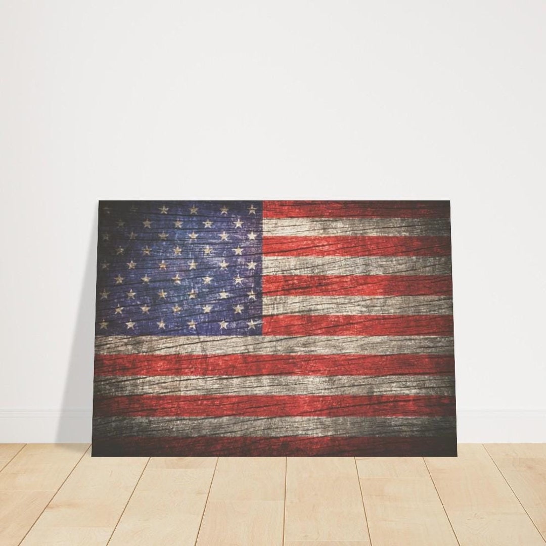Wooden American Flag Wall Art, Rustic USA Flag Decor, Patriotic Home ...