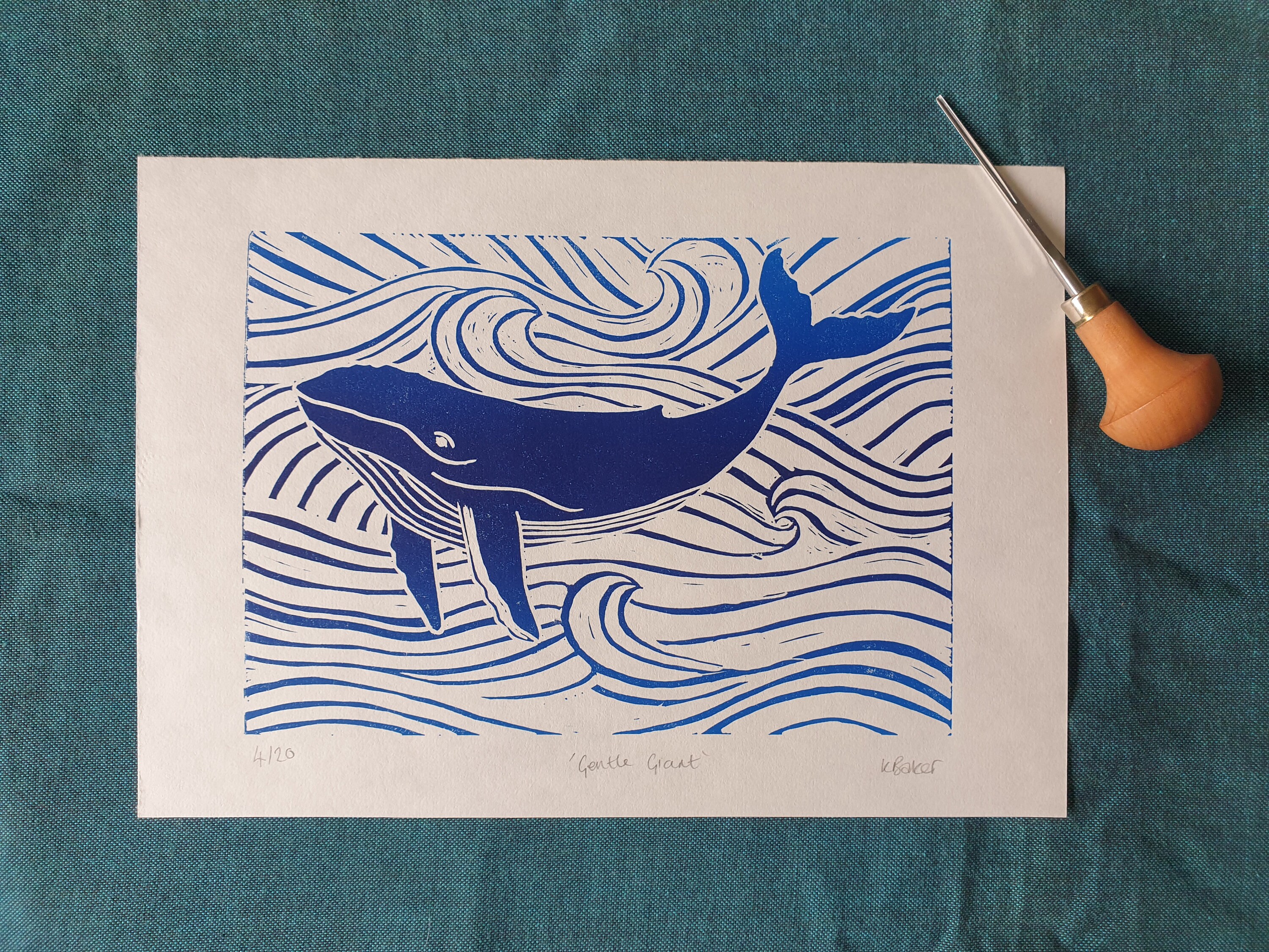 Original Linocut Print 'gentle Giant' - Etsy UK