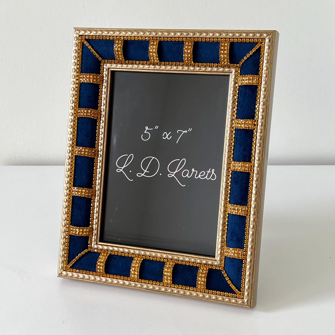 Jeweled Deep Blue Velvet Picture Frame 5x7 - Etsy