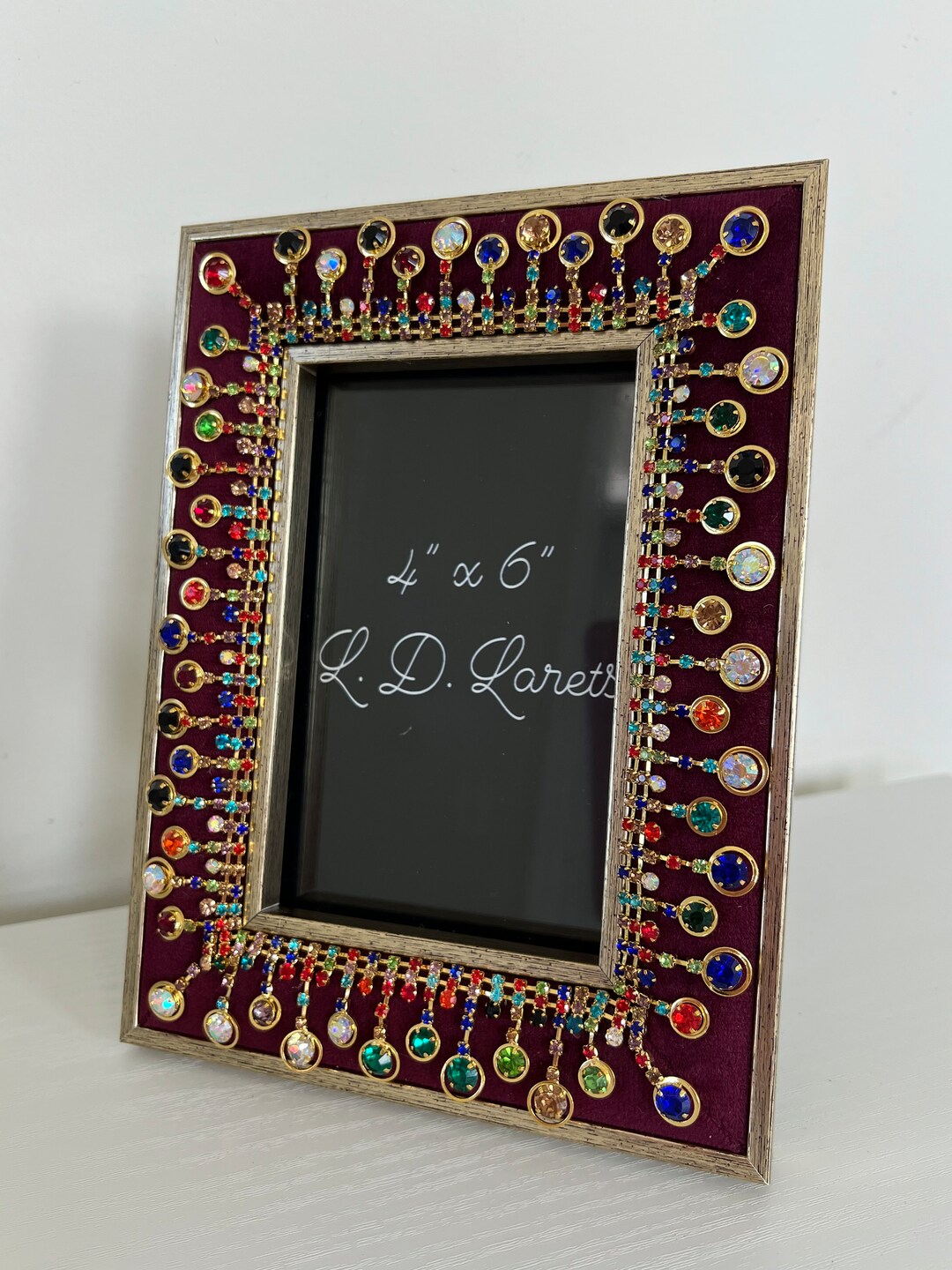Jeweled Velvet Picture Frame 4x6 In: Burgundy Photo Display - Etsy
