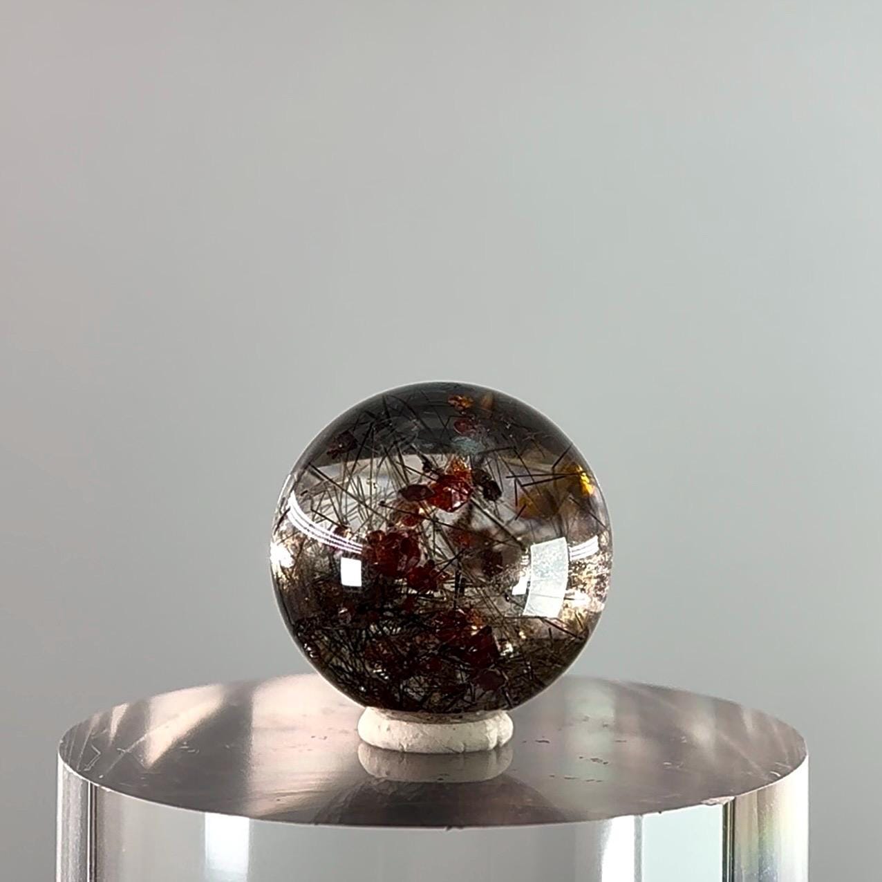 RARE Sphene & Actinolite Amphibole Mini Quartz Sphere - Red Titanite ...