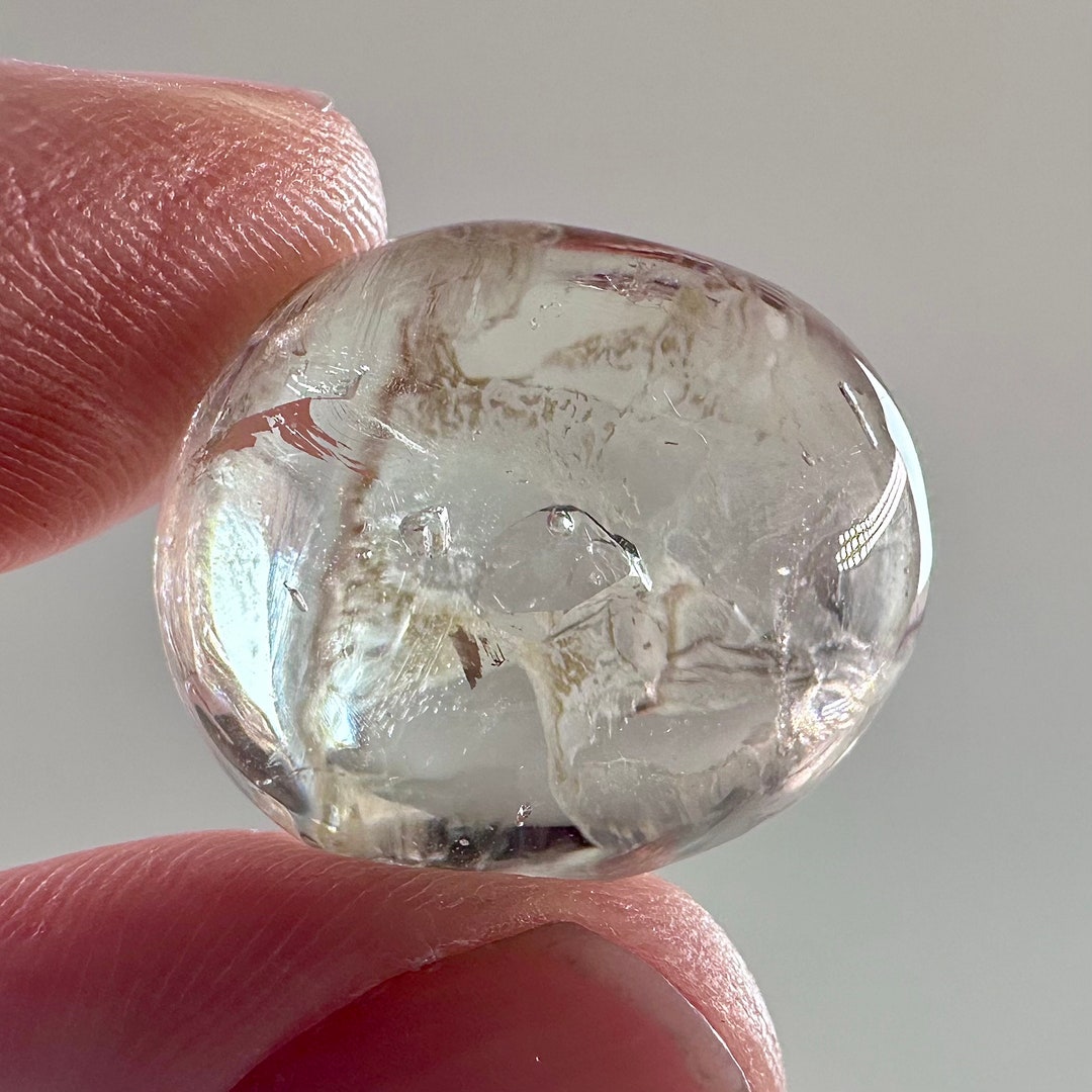 Large Rare Enhydro Smoky Quartz Cabochon W/ Very Mobile Moving Bubble ...