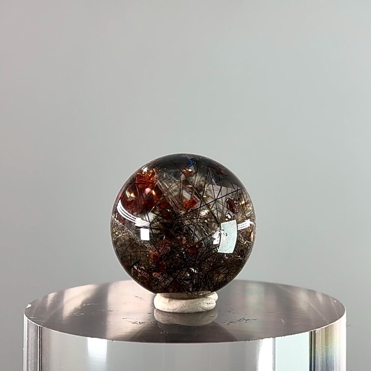 RARE Sphene & Actinolite Amphibole Mini Quartz Sphere - Red Titanite ...