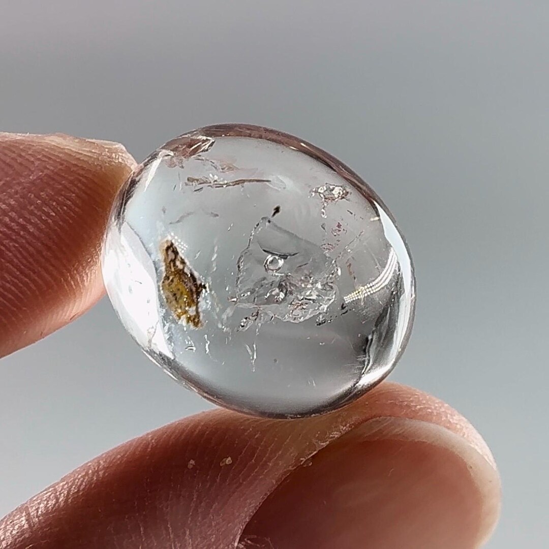 Gorgeous Rainbow Golden Healer Enhydro Quartz Cabochon W/ Very Mobile ...