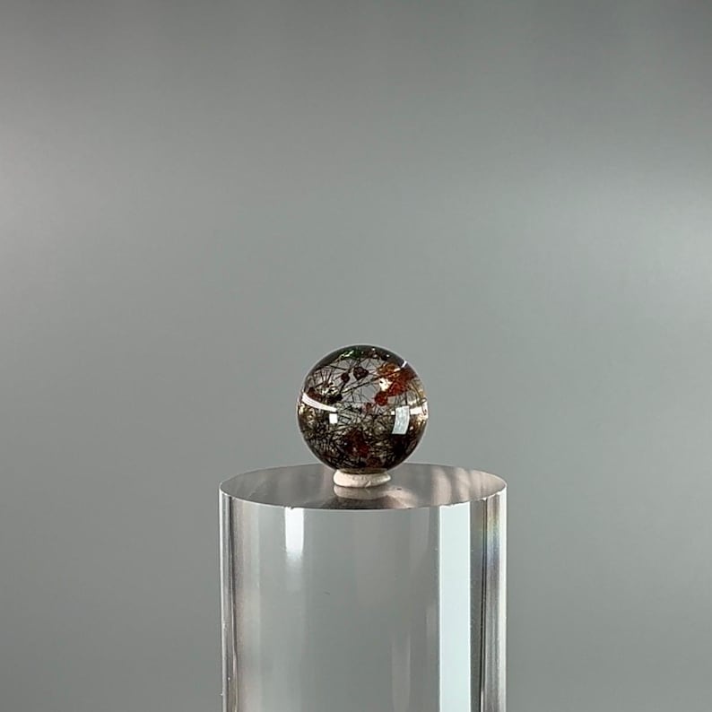 RARE Sphene & Actinolite Amphibole Mini Quartz Sphere - Red Titanite ...