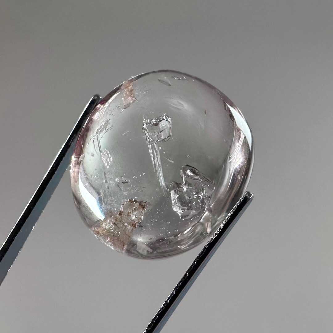 2 Moving Bubbles Rare High Grade Enhydro Slightly Smoky Quartz Cabochon ...