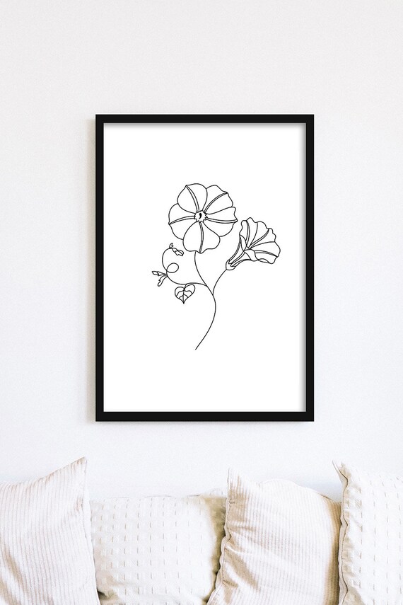 September Morning Glory Birth Flower Line Art | Etsy