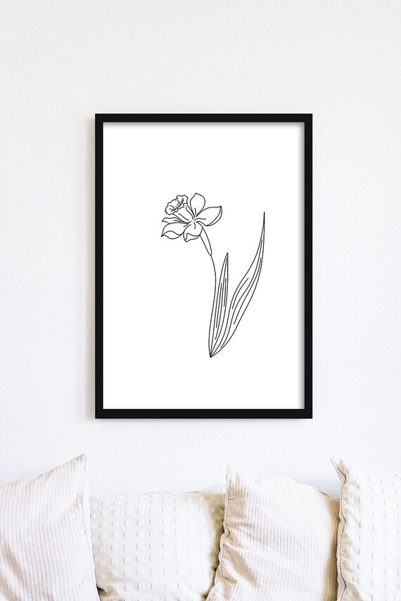 March Daffodil Birth Flower Line Art | Etsy