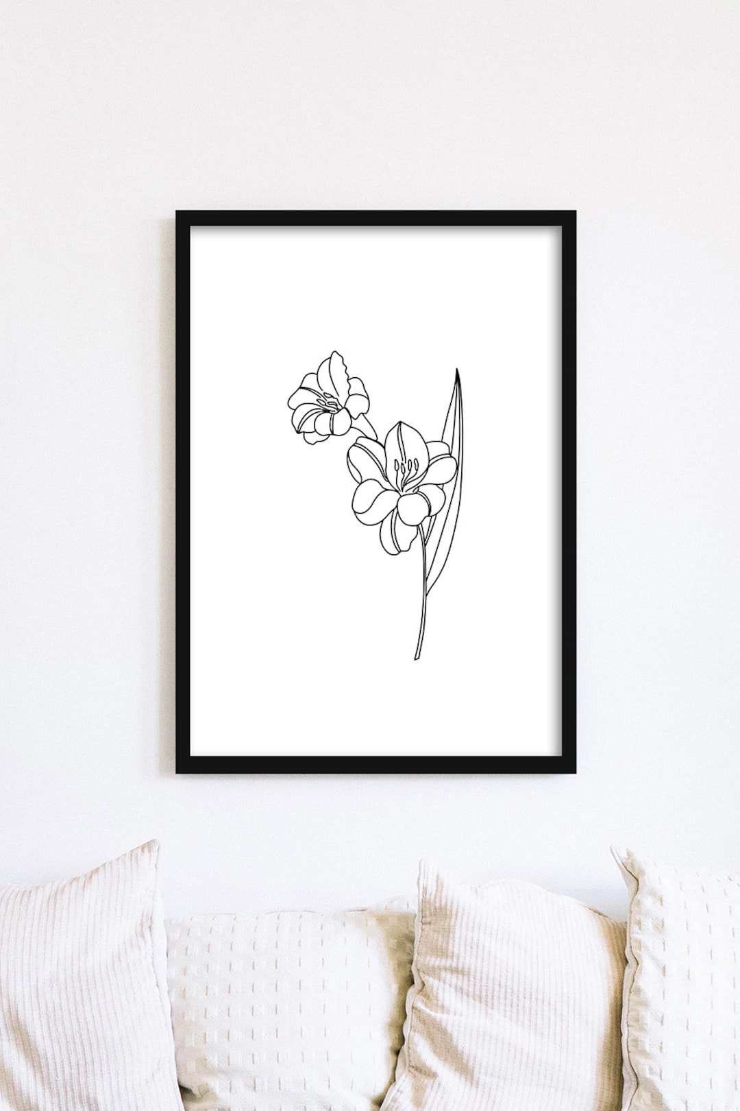 Birth Flower Line Art Printable Posters (12) - Etsy