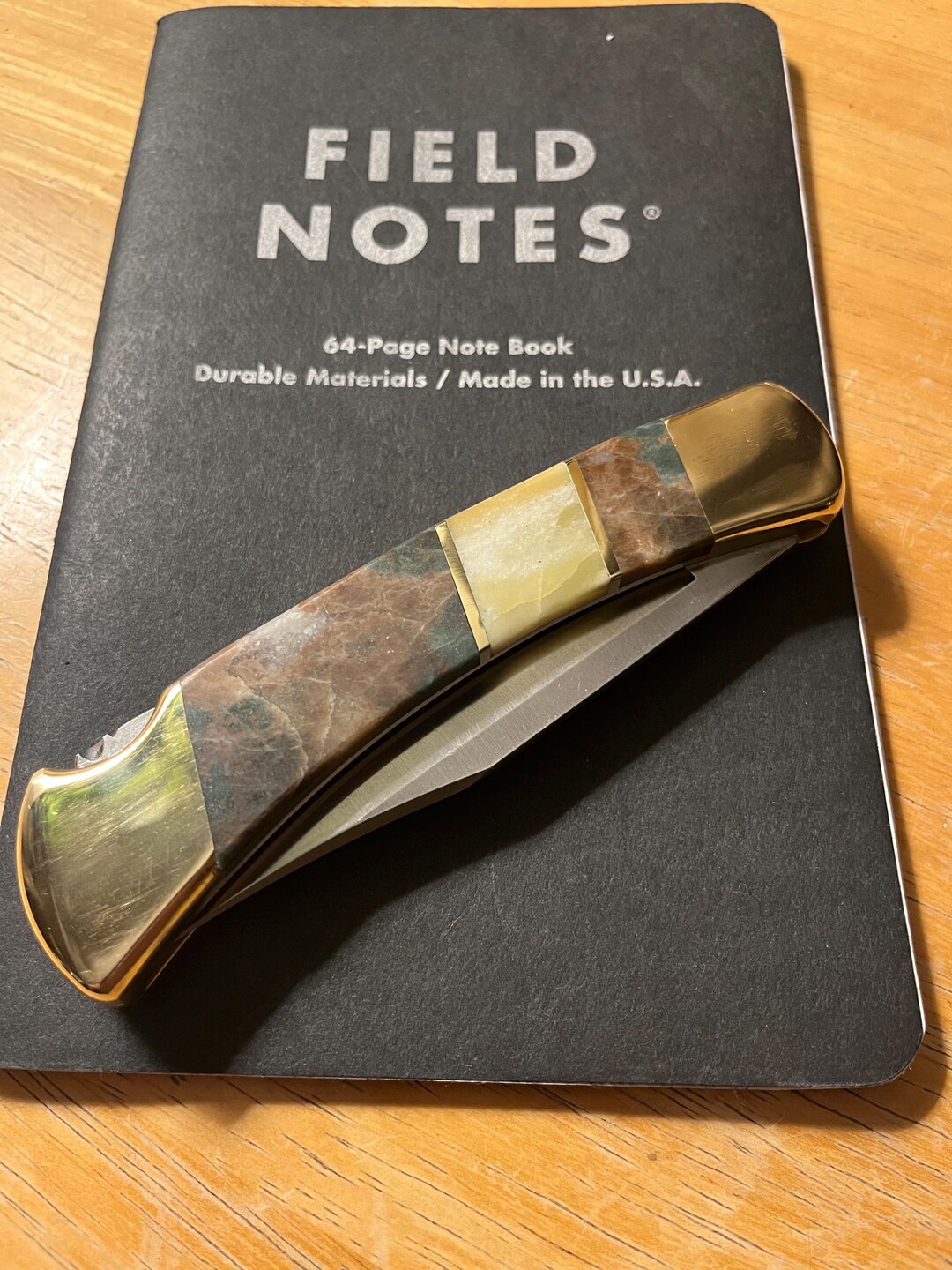 Buck 110 Knife With Serpentine and Lime From Devils Den Pit Mine ...