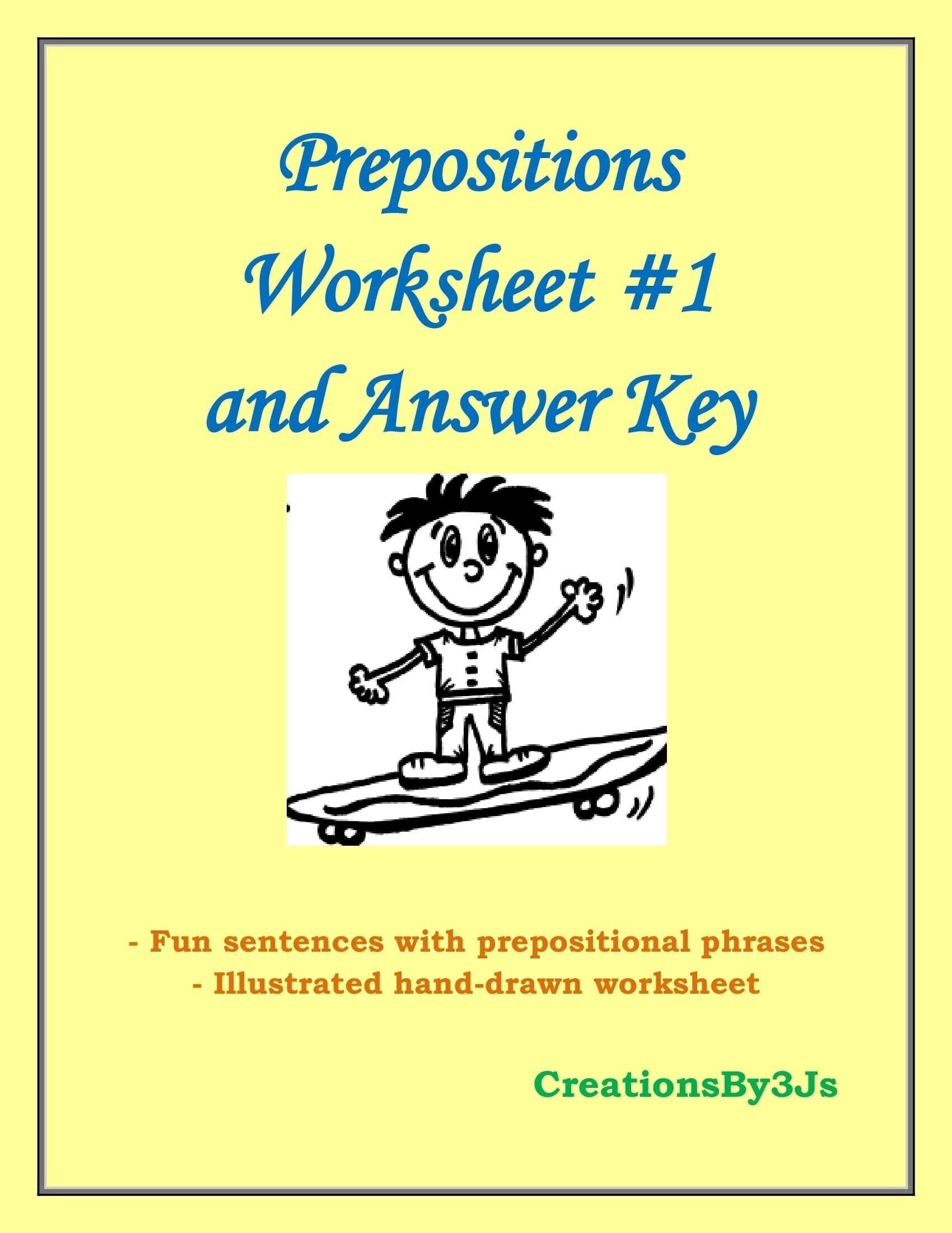 Prepositions Worksheet/learn Prepositions/grammar Worksheet ...