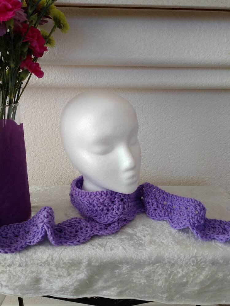 Skinny Crochet Scarf/purple Crochet Scarf/lavender - Etsy
