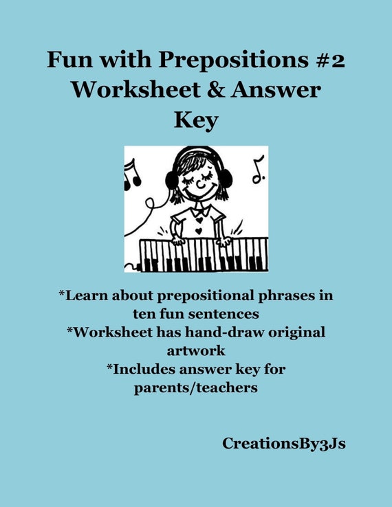 Prepositions Worksheet/parts of Speech/prepositional - Etsy