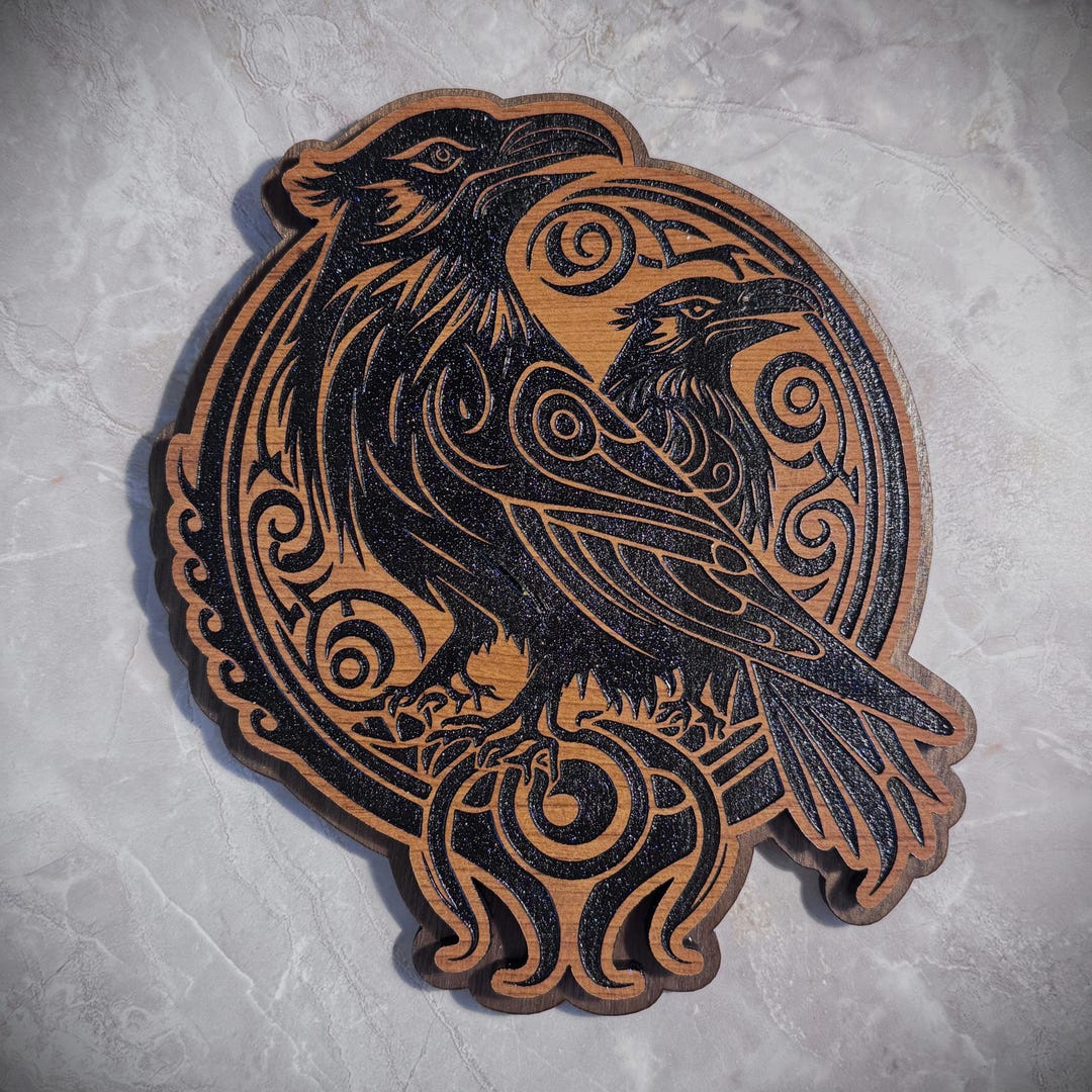 Norse Mythology Huginn and Muninn Wall Art Plaque | Odin | Ravens ...