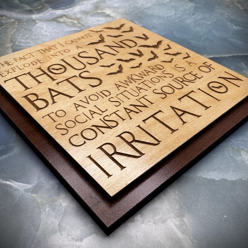 Funny Gothic Bat Quote Plaque - Introvert Humor Wall Art - Etsy