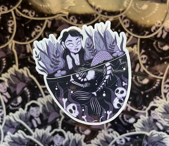 Undead mermaid clear vinyl sticker | Etsy
