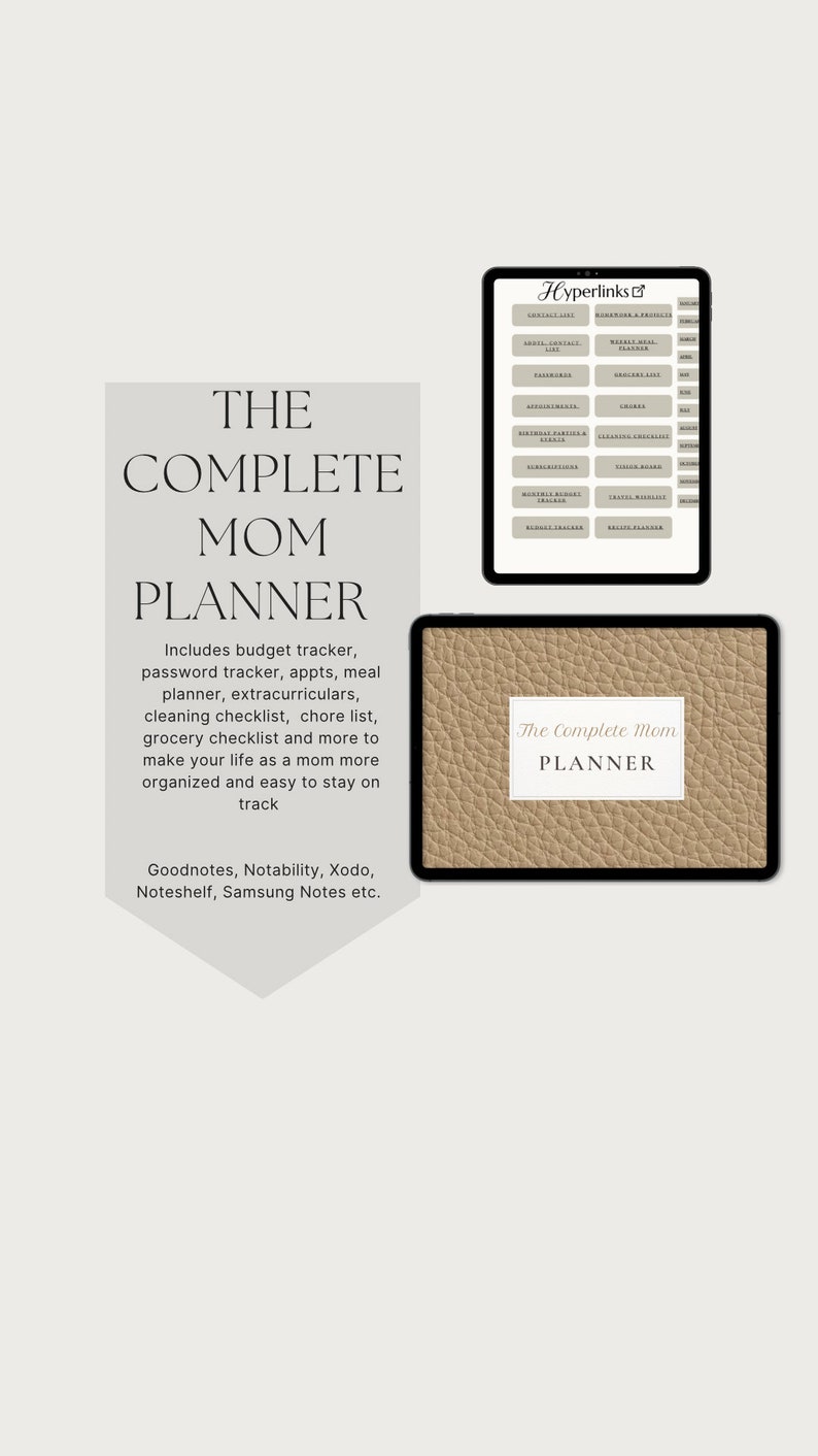 Mom Digital Planner, Budget Tracker, Grocery List, Cleaning Checklist ...