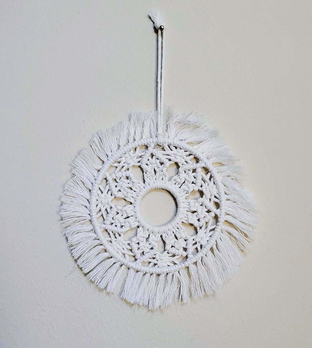 White Circular Macrame Wall Hanging - Etsy