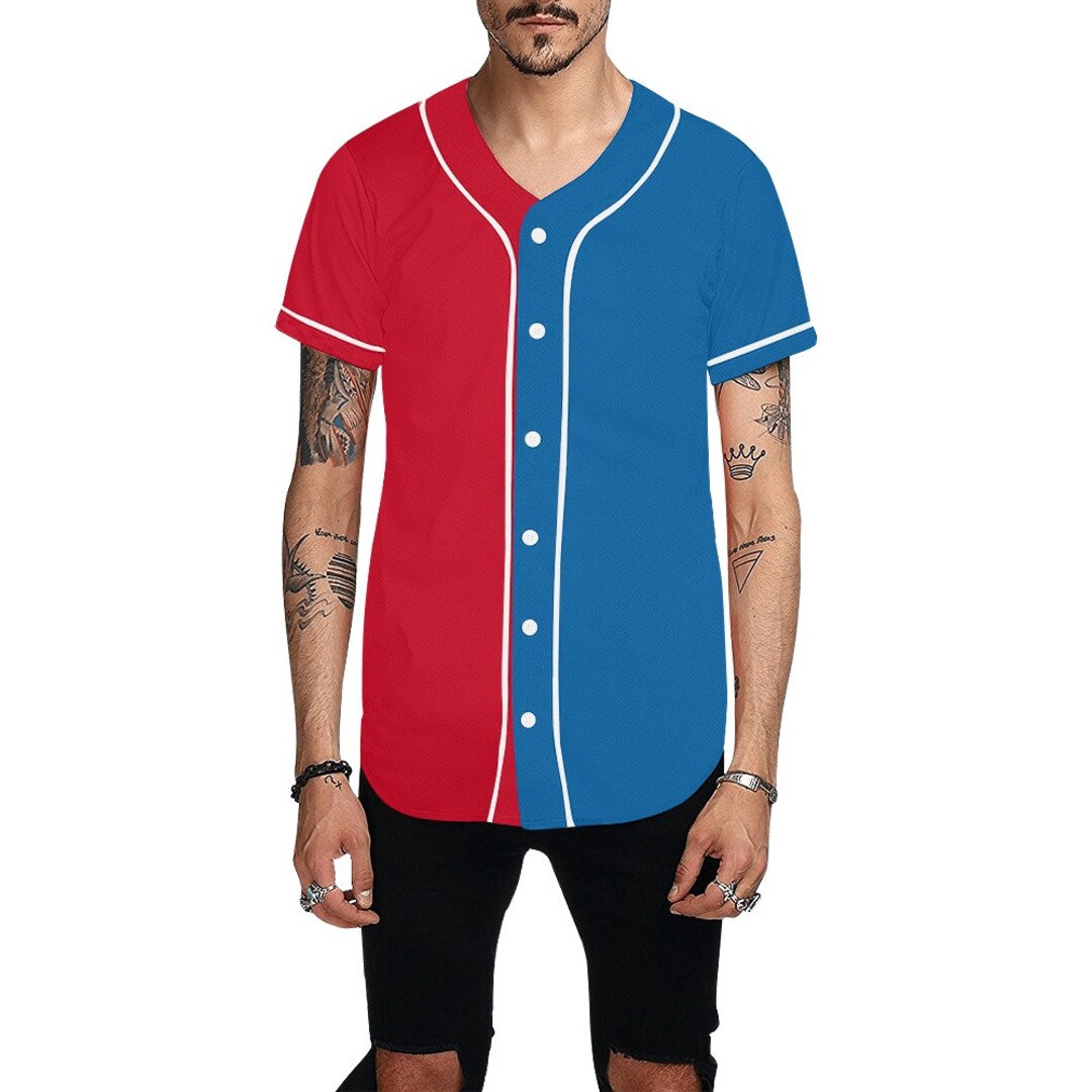 Men's Red & Blue Baseball Jersey - Etsy