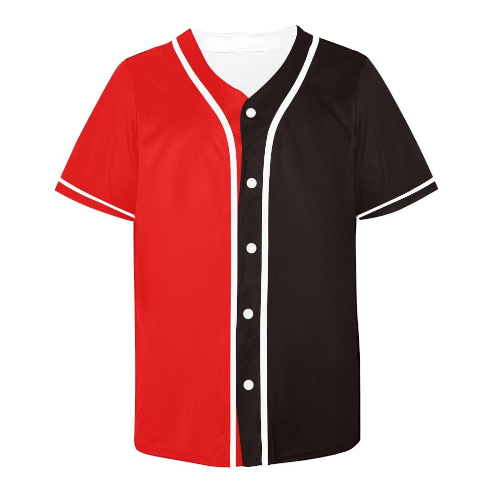 Black and Red Half and Half Baseball Jersey Divided Jersey | Two Tone ...