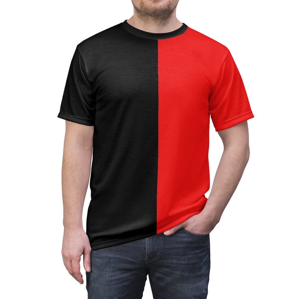 Half Black & Half Red Two Tone Adult Split Tee Half and Half Shirt - Etsy