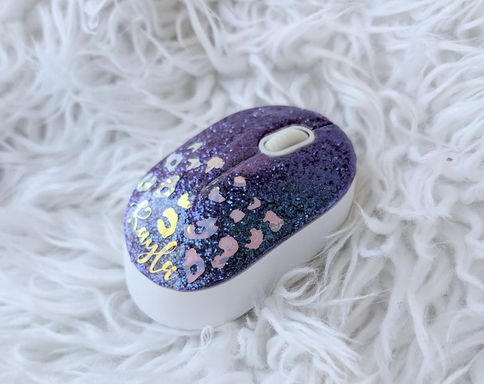 Epoxy Glitter Cheetah Wireless Mouse | Custom Animal Print Mouse ...