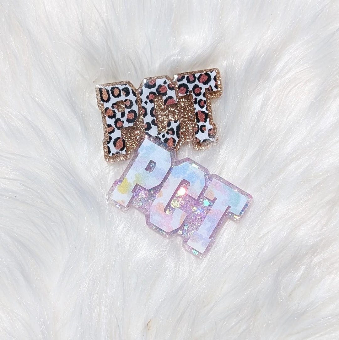 PCT Badge Reel With Pastel Clouds and Glitter | Custom Sparkly Acrylic ...