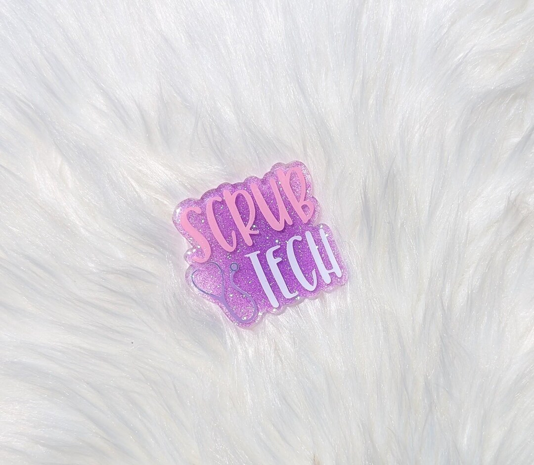 Custom Scrub Tech Glitter Badge Reel | Unique Sparkly Acrylic ID Holder ...
