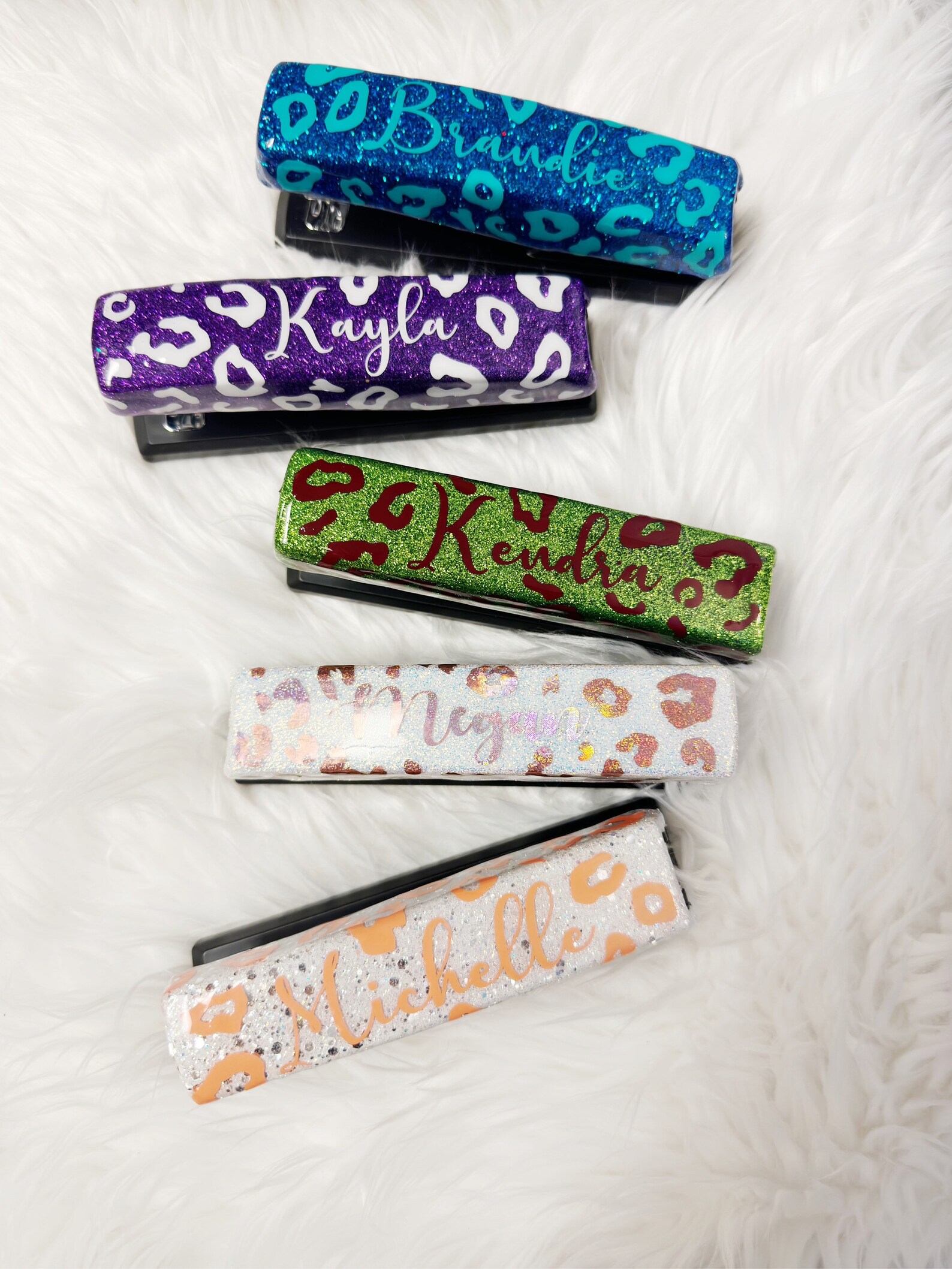 Personalized Custom Cheetah Glittered Resin Staplers - Etsy