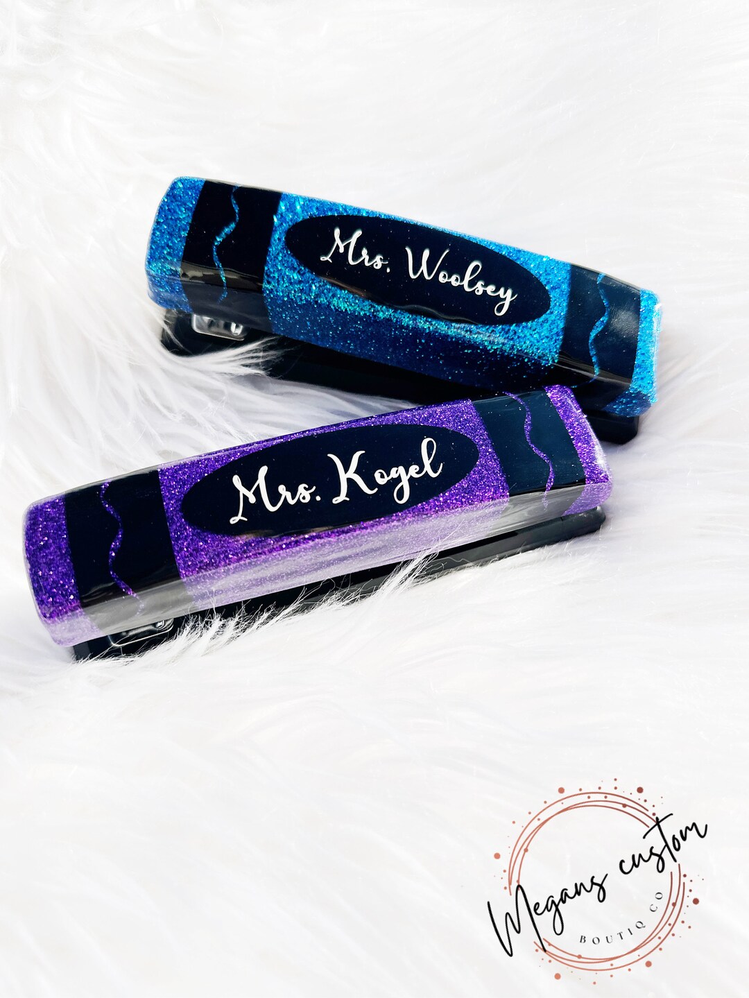 Personalized Custom Crayon Glittered Resin Staplers - Etsy
