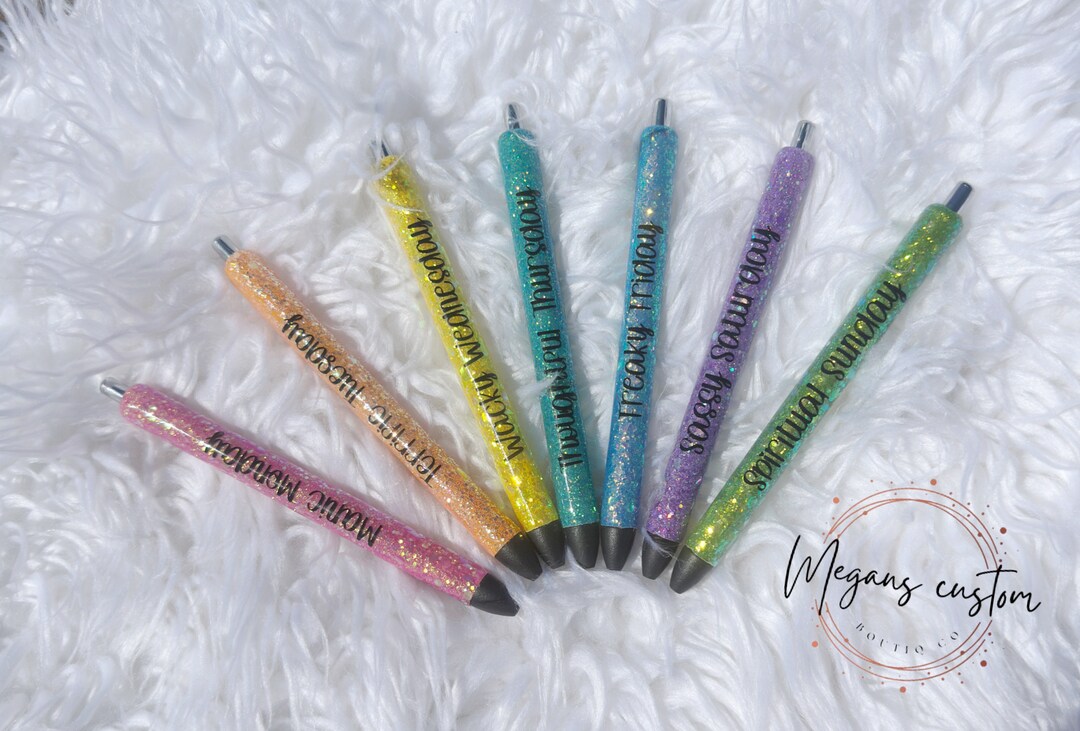 Days of the Week Glitter Epoxy Pens | Fun PG Rated Weekday Pen Set ...