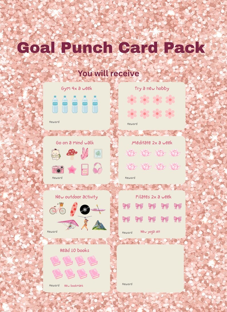 2026 Goal Punch Cards Printable | Goal Tracker | Habit & Self Care ...