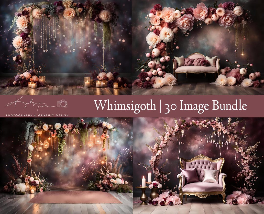 30 Whimsigoth Floral Studio Setup Digital Backdrop Bundle - Enchanting ...