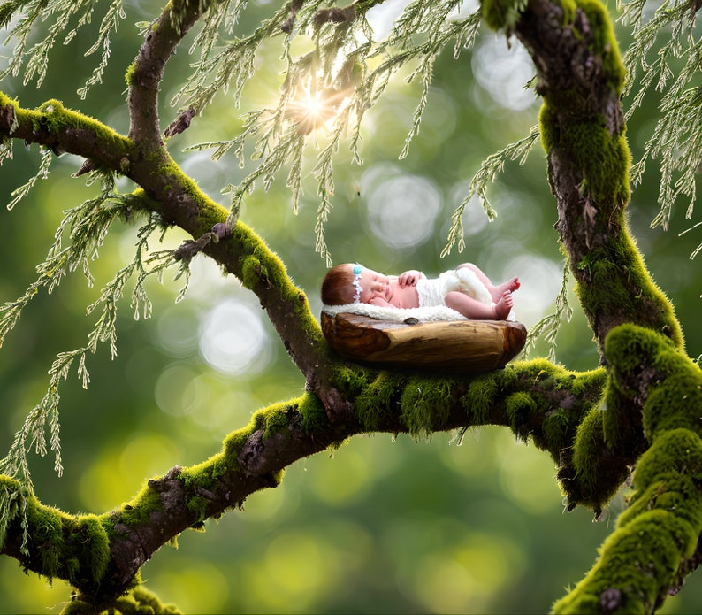 Ai Moss Covered Tree Branch Digital Background/backdrop for Photography ...