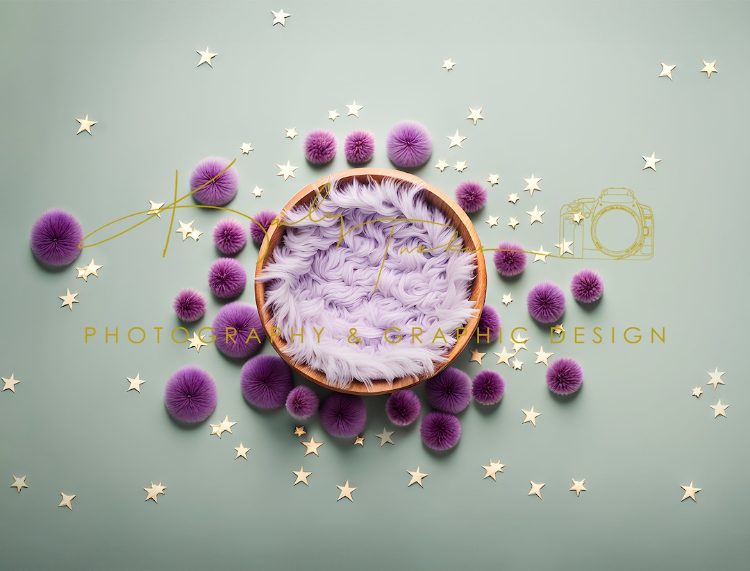 25 Green and Purple Newborn Backdrop Bundle, Baby Background, Newborn ...