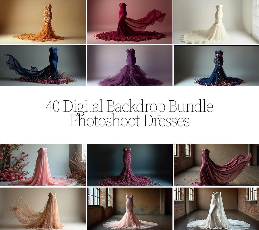 40 Digital Dress Backdrops | High-fashion Gowns for Photoshoots ...